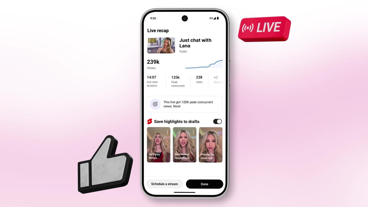YouTube drops biggest livestream overhaul with AI highlights + dual ...